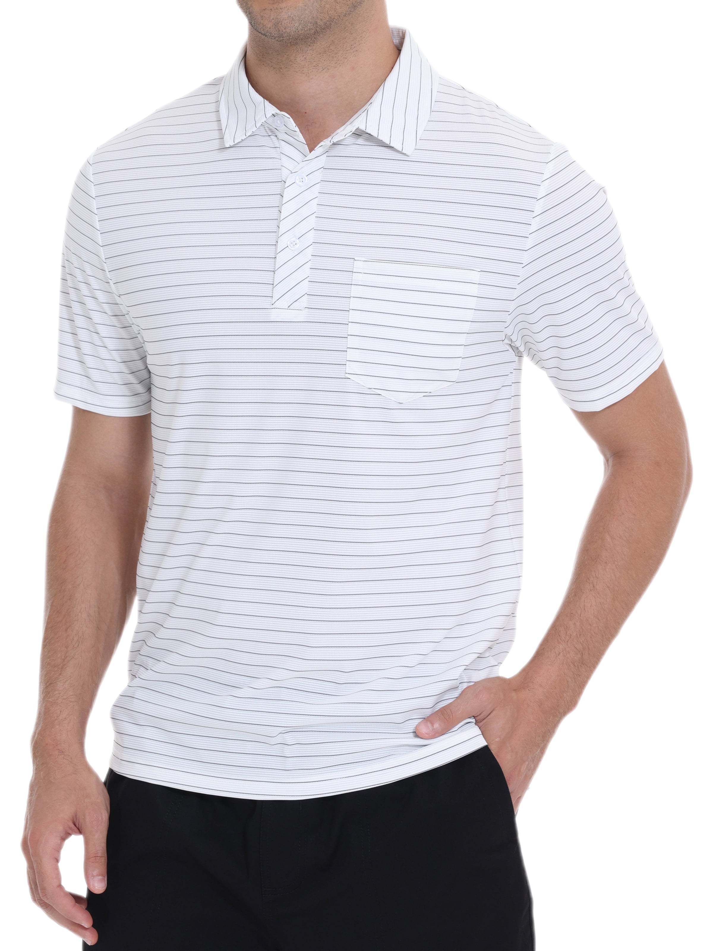 Weilanxin Mens Polo Shirts Short Sleeve Casual Striped Stylish Dry Fit ...