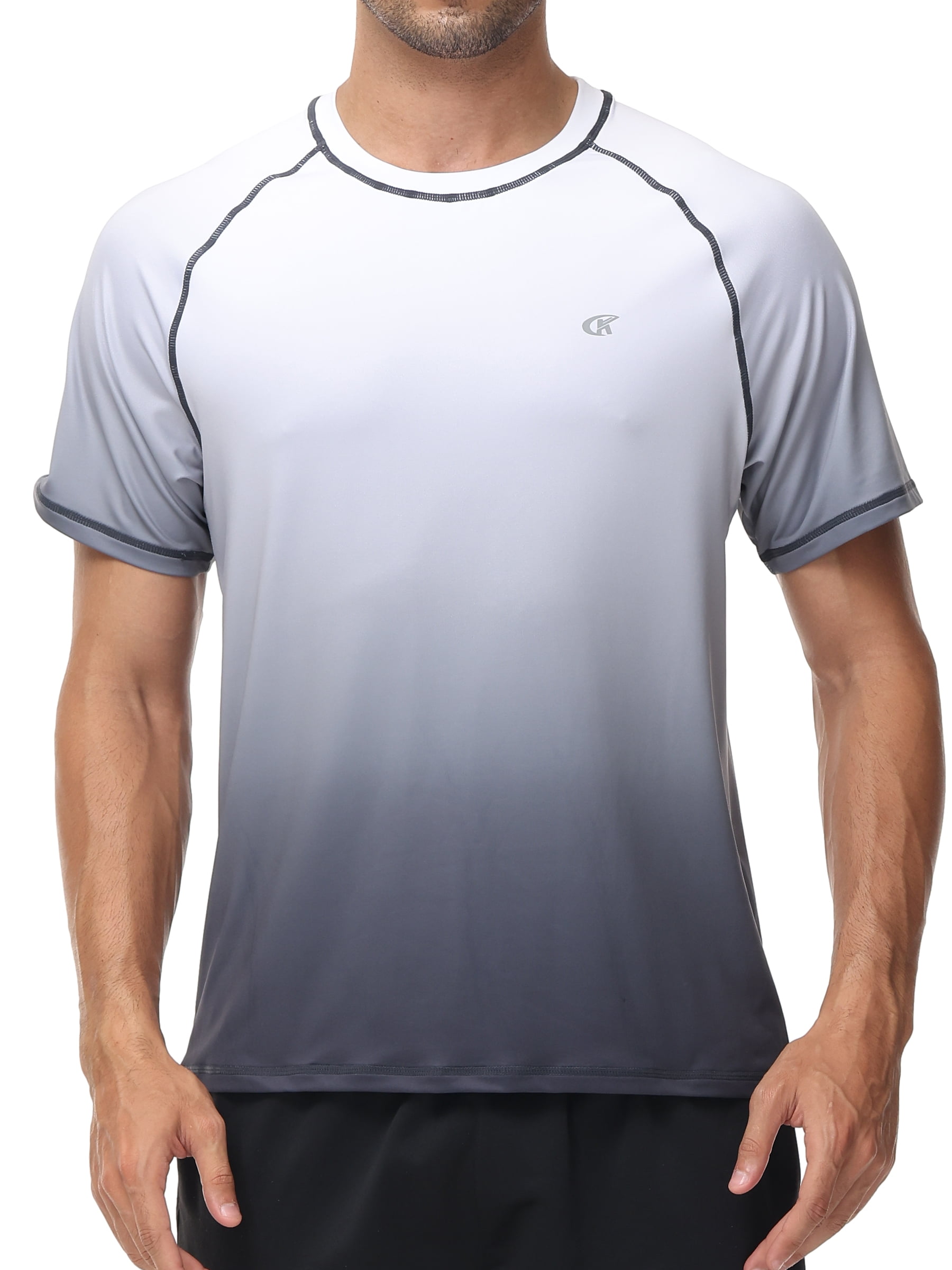 Pdbokew Men's UPF50+ Quick Dry Swim Shirt, Short Sleeve Rash Guard ...