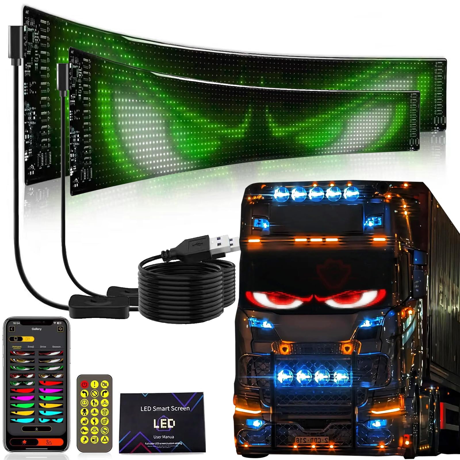 Pddolw Devil Eyes Light for Cars,Programmable led Sign Custom, APP ...