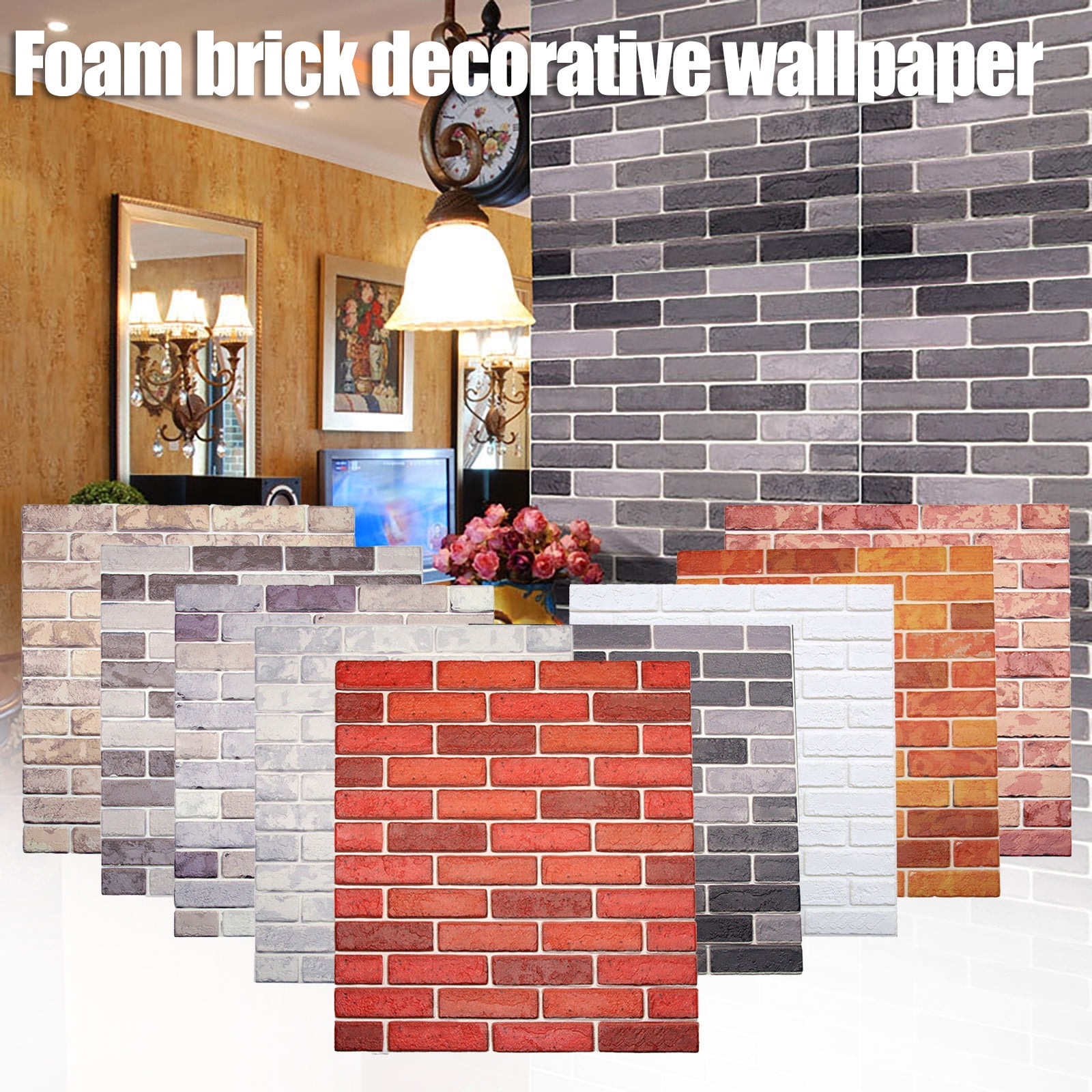 Pe Foam Diy Wall Decor Embossed Brick Tile Splicing, Wall Art Tile ...