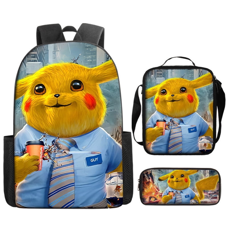 Pe-okemon Anime Backpack Set 3 Pieces Lunch Bag and Pencil Case for ...