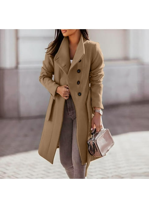 Women's 2022 Fashion Winter Coat Long Sleeve Lapel Zip Up Faux ...