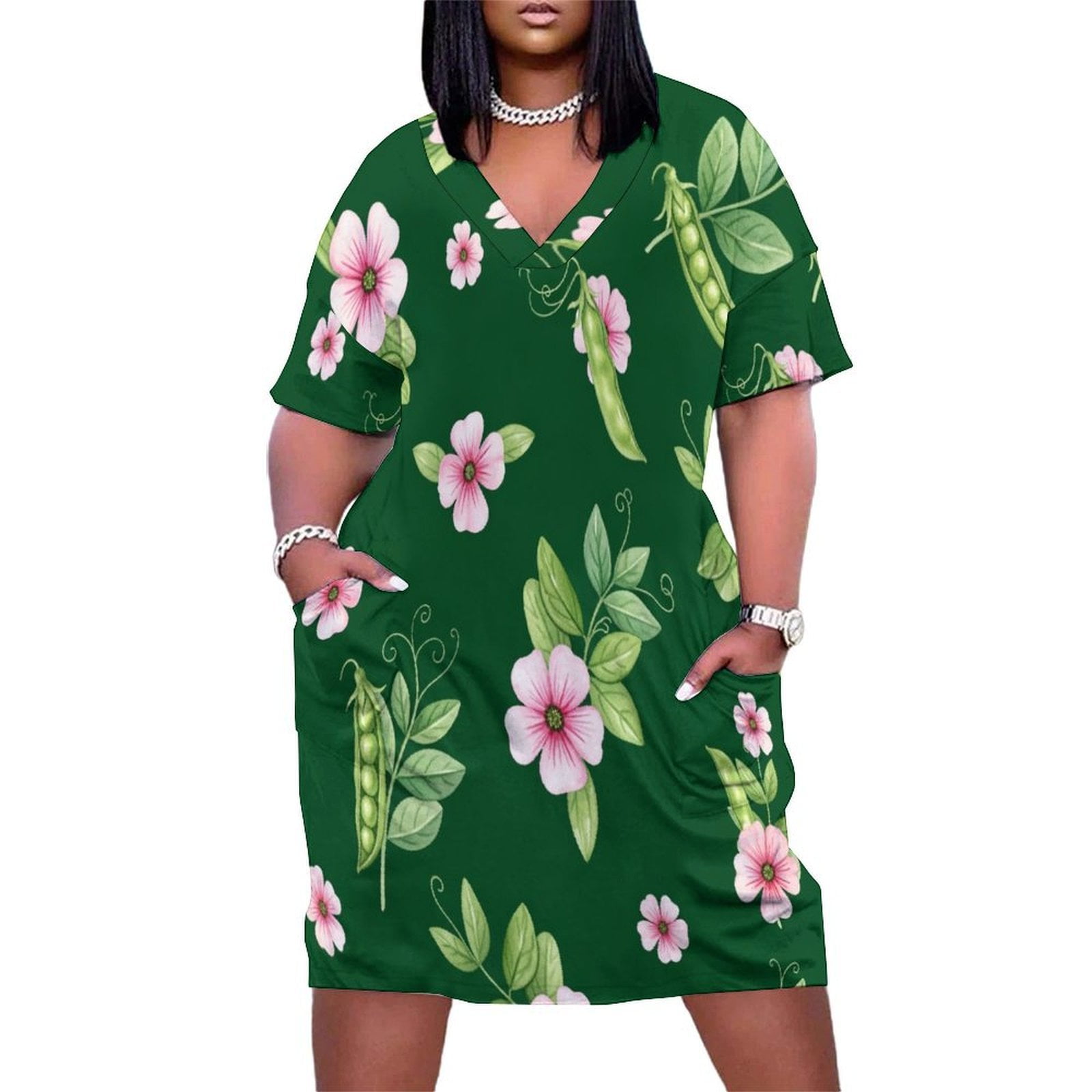 Pea Pod Floral Green Loose Pocket Dress Dresses Summer Summer Dresses ...