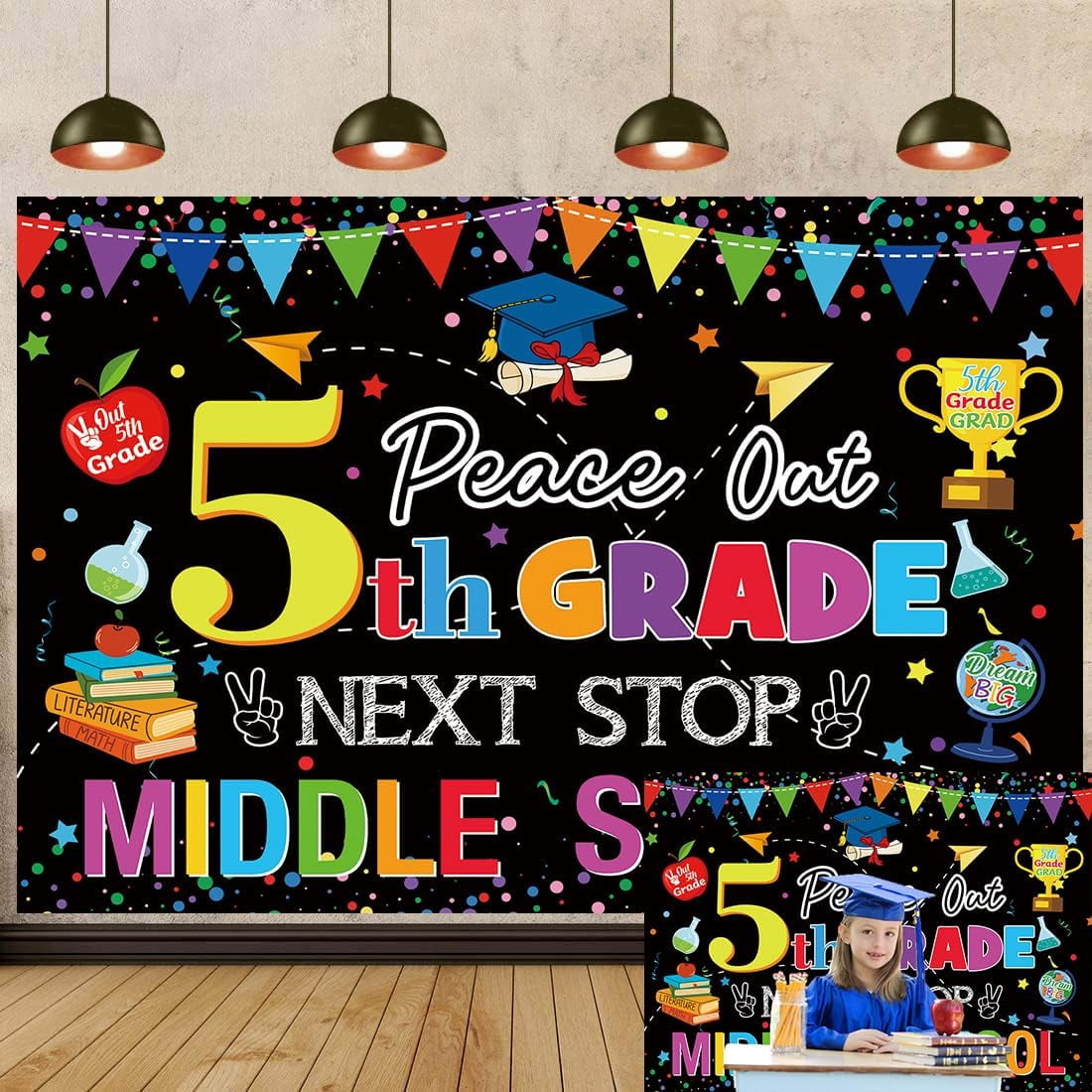 Peace Out 5TH Grade Next Stop Middle School Backdrop 5TH Grade Graduate ...