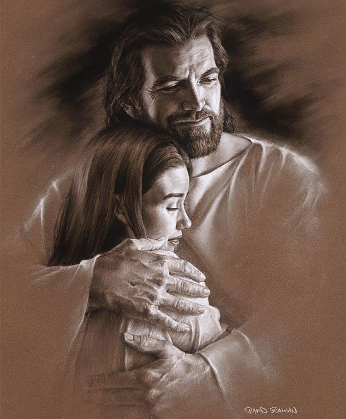 Peace 8"x10" Wall Art Print of Jesus Christ Hugging Child by David ...