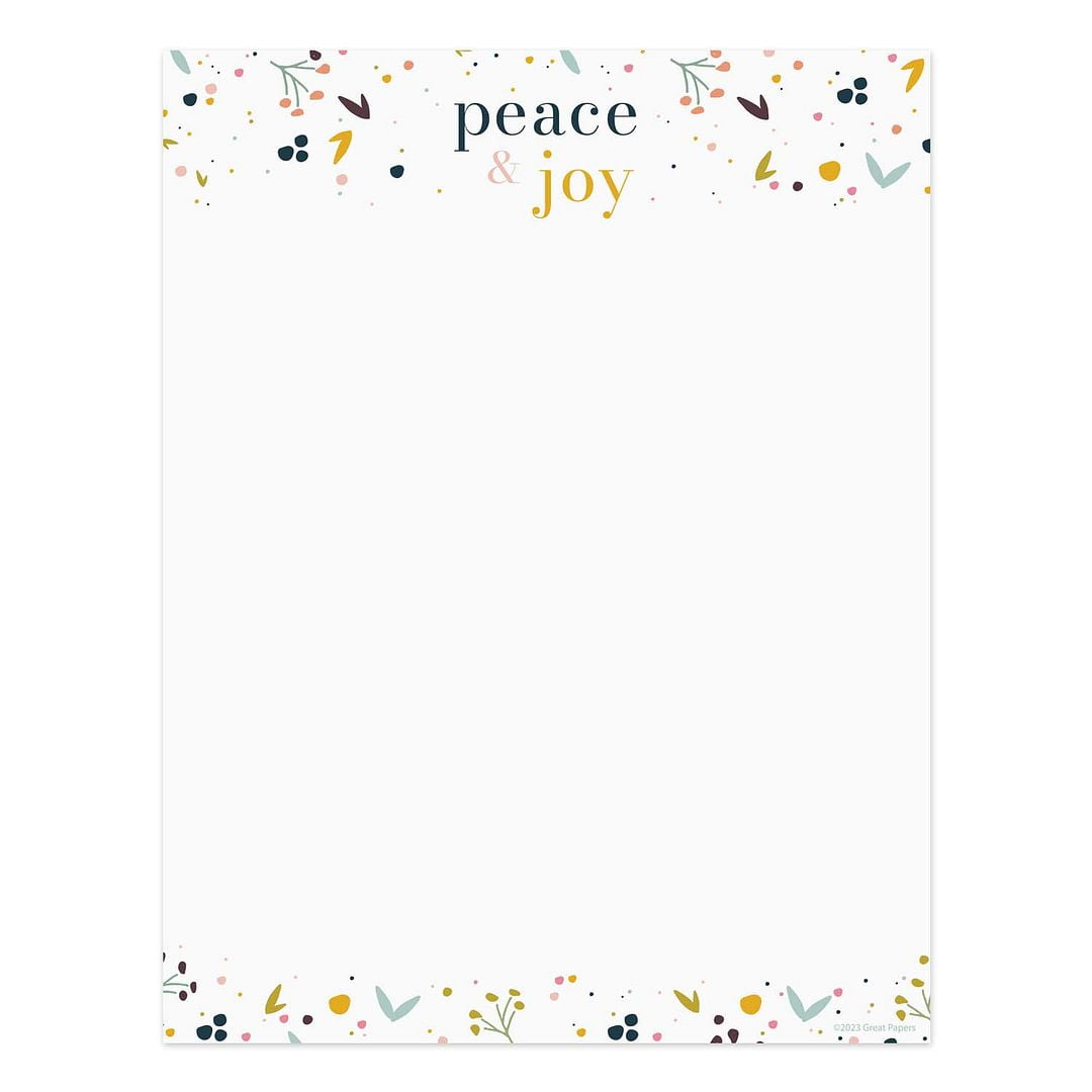 Peace And Joy Christmas Letterhead / 50 Sheets / 8.5" x 11" Festive ...