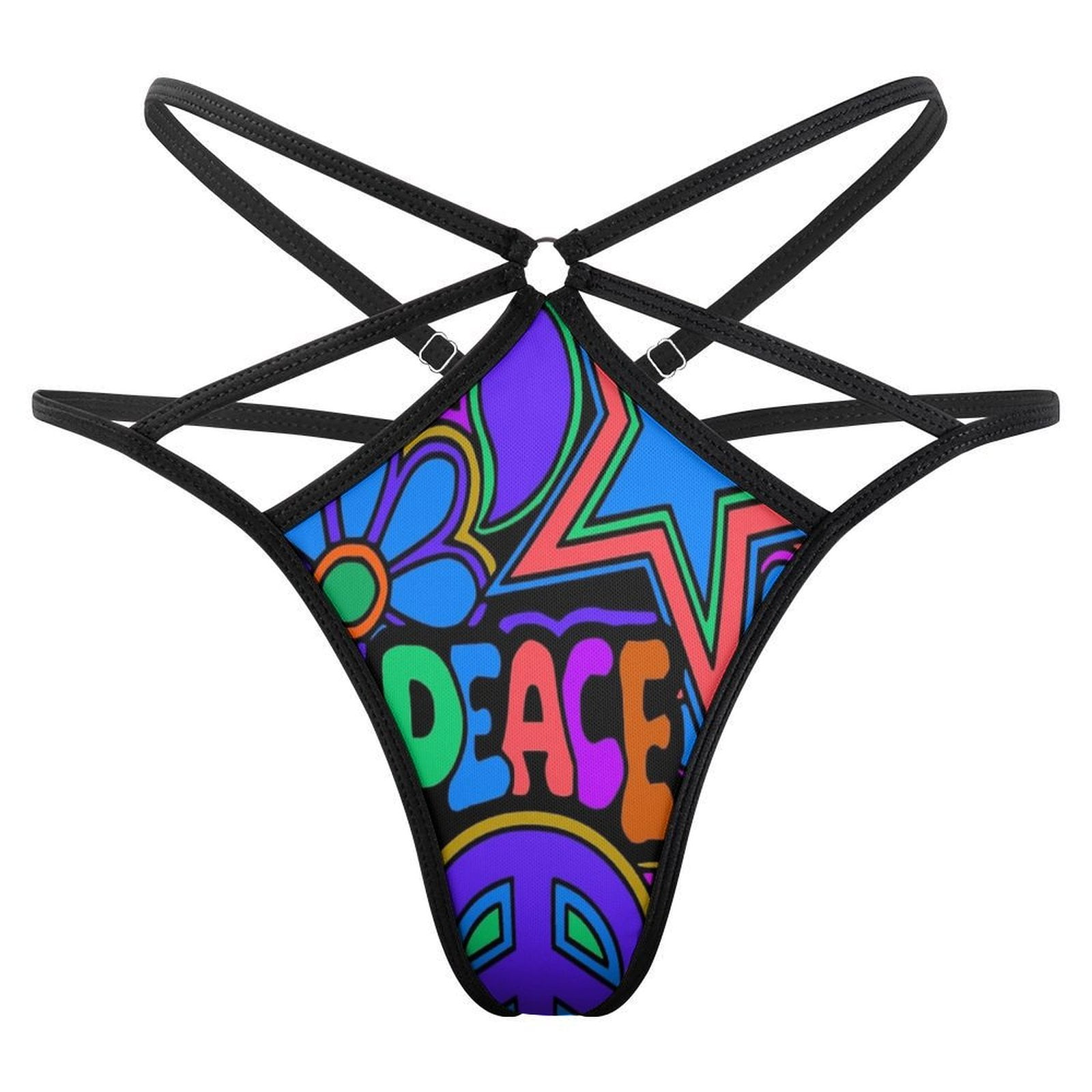 Peace And Love Flowers And Stars Hippie Design Open Type Women's ...