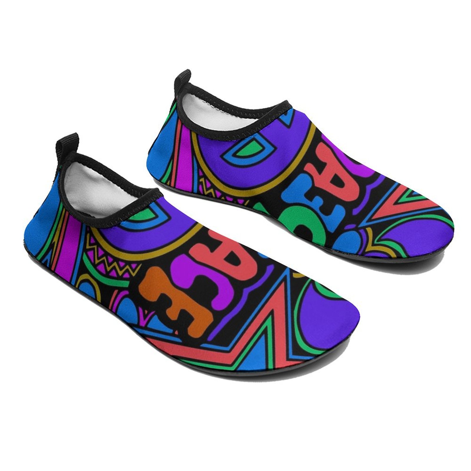 Peace And Love Flowers And Stars Hippie Design Water Shoes Beach Slip ...