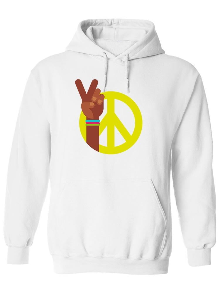 Peace And Love Hand Sign Hoodie Men -Image by Shutterstock, Male Small ...