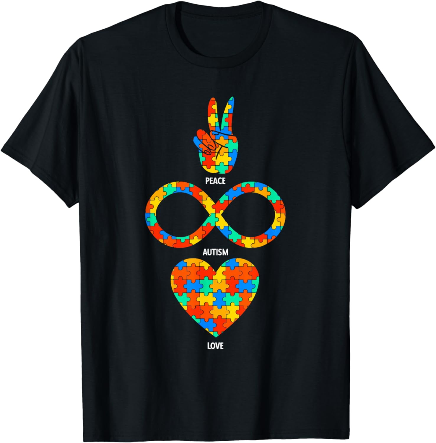 Peace Autism Love Infinity Symbol Autism Awareness T-Shirt - Walmart.com