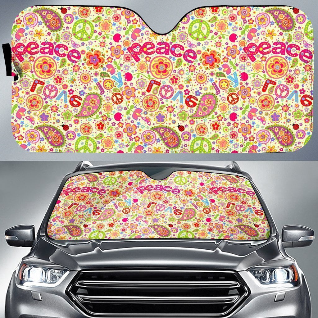 Peace Car Sunshade Custom Flower Peace Car Accessories, Car Windshield ...