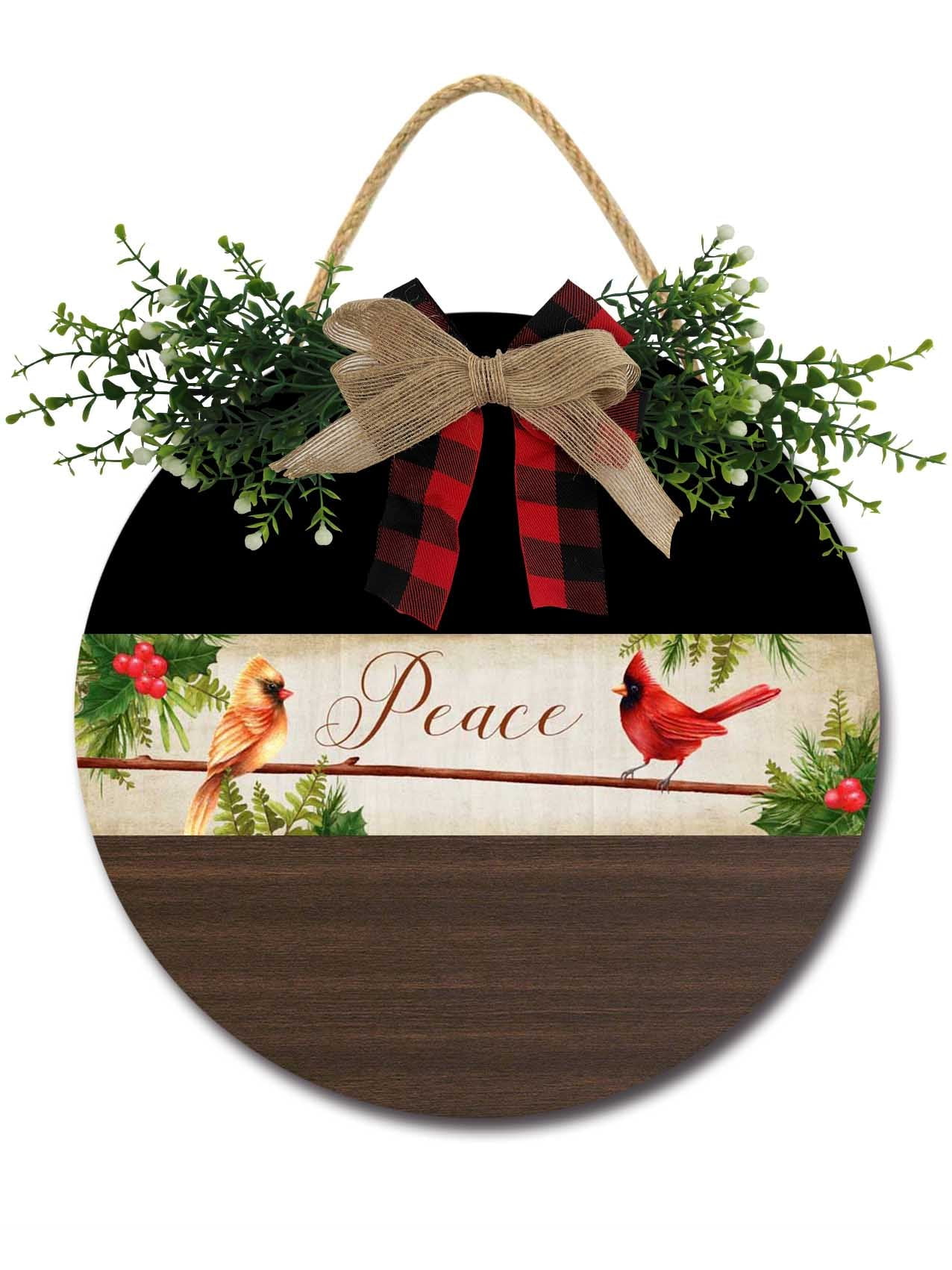 Peace Cardinal Sign Front for Door Decoration, 12 in Round Wood Wreaths ...