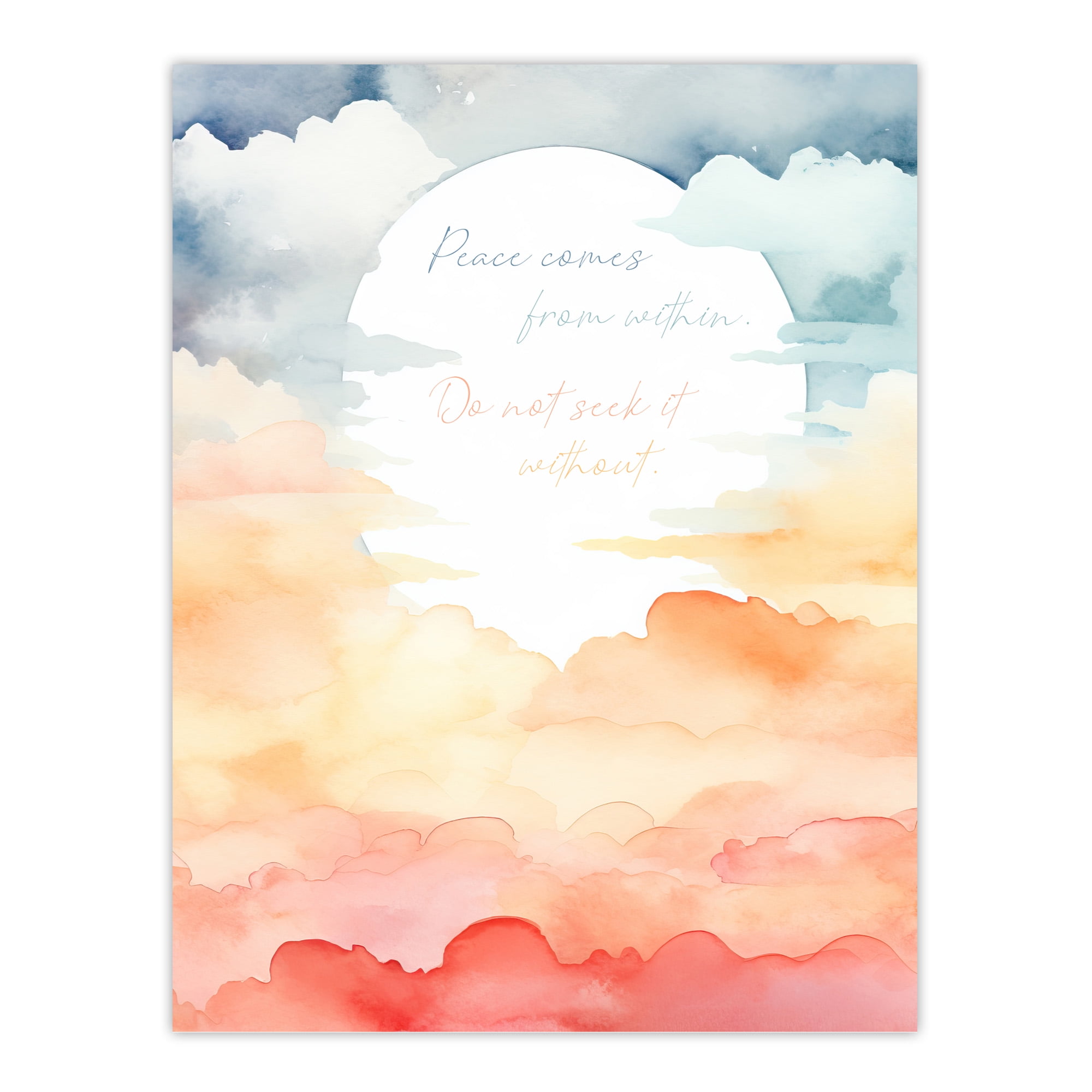 Peace Comes From Within Buddhist Mindfulness Quote Watercolour Sun ...