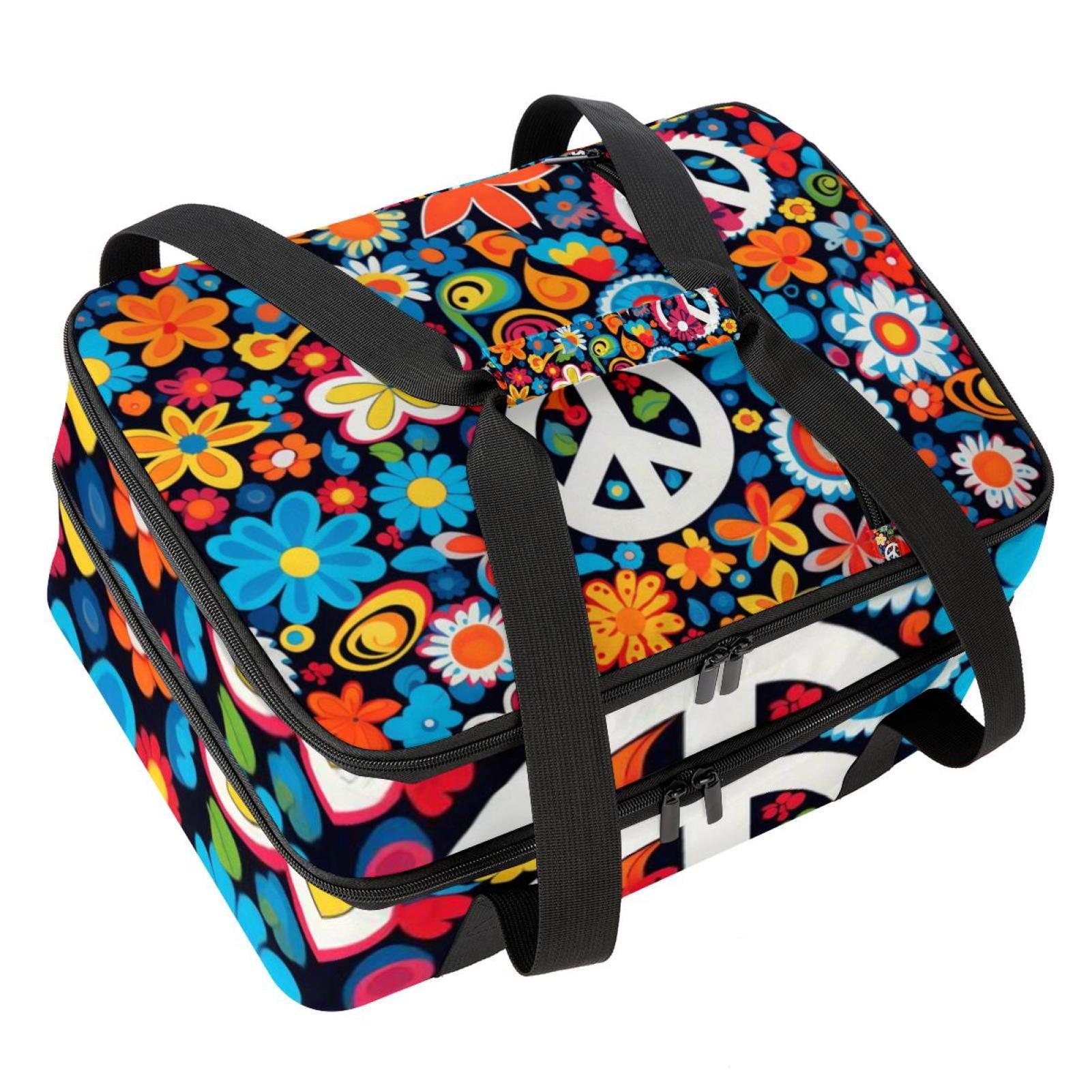 Peace Double Layered Insulated Lunch Bag with Two Compartments - Large ...