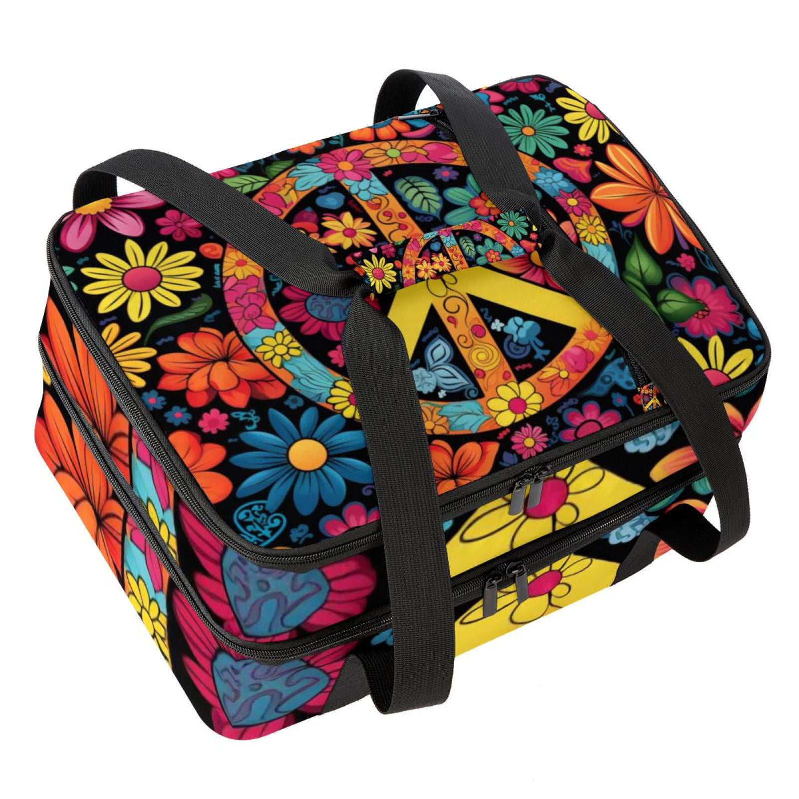 Peace Double Layered Insulated Lunch Bag with Two Compartments - Large ...