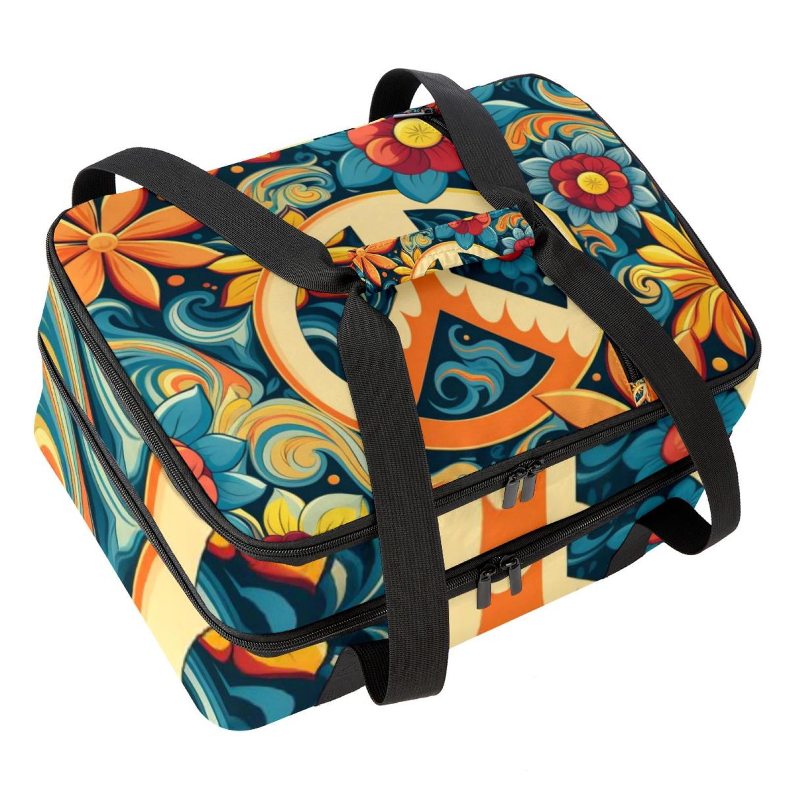 Peace Double Layered Insulated Lunch Bag with Two Compartments - Large ...