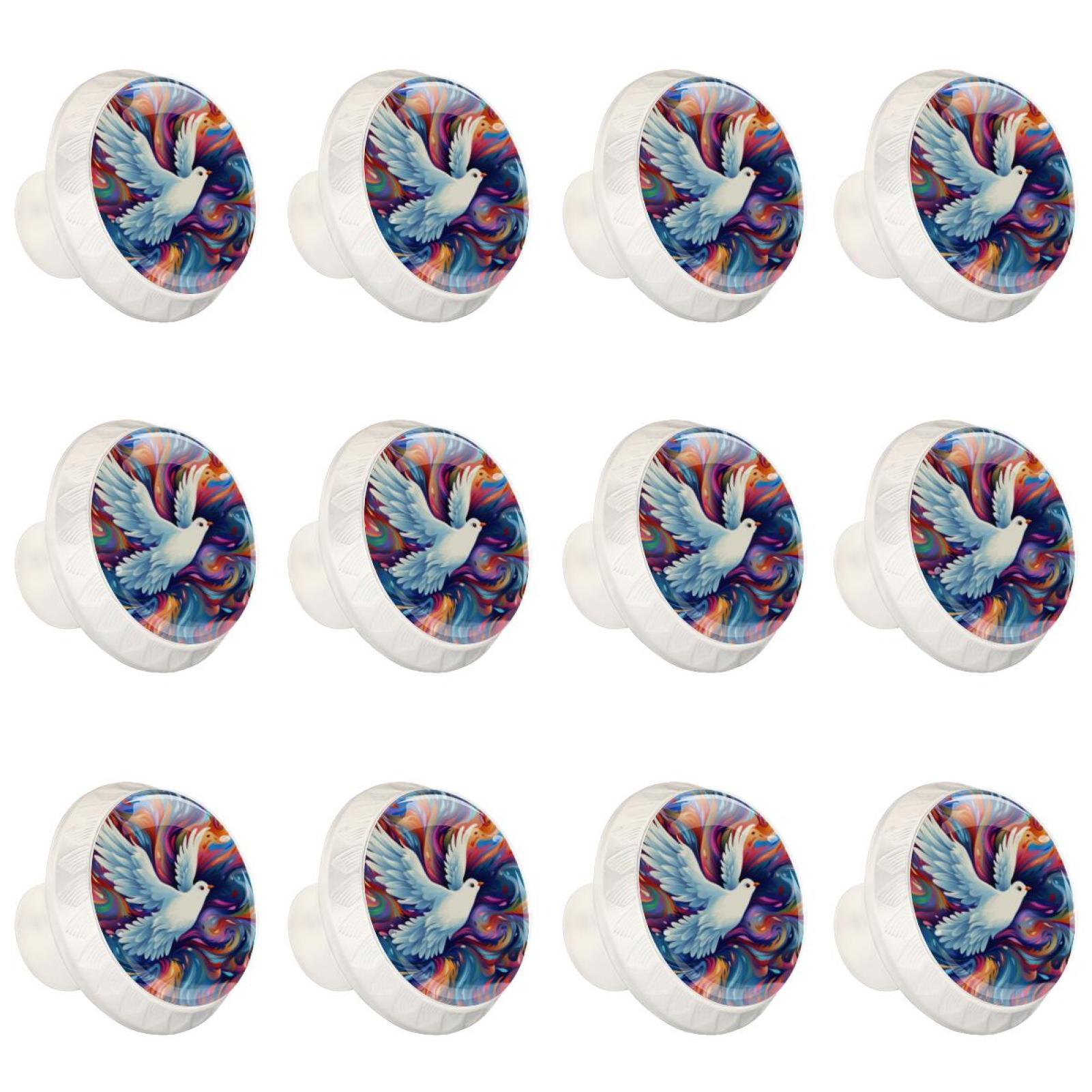 Peace Dove 12 Pcs White Round Drawer Pulls with Screws,ABS and Glass ...
