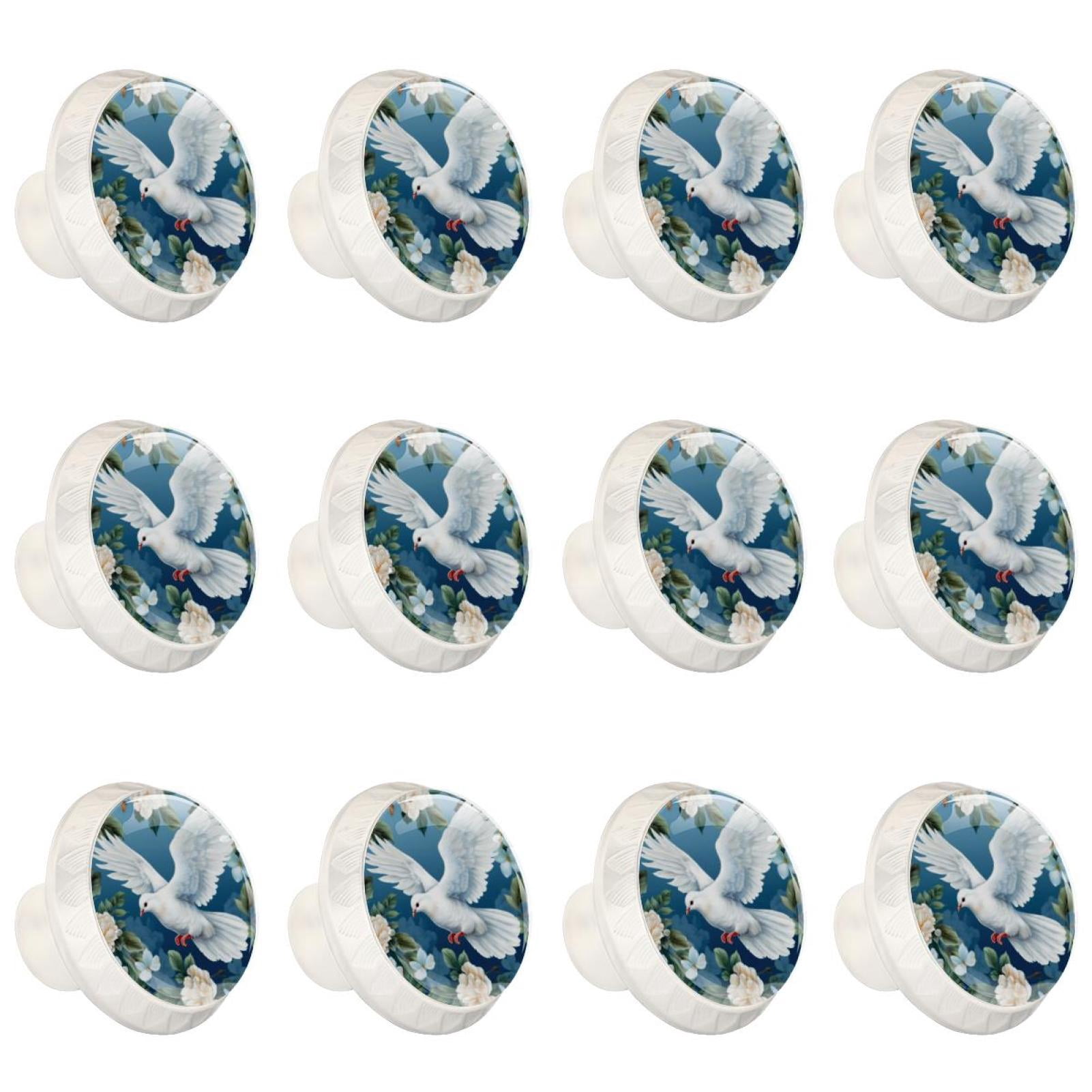Peace Dove 12 Pcs White Round Drawer Pulls with Screws,ABS and Glass ...