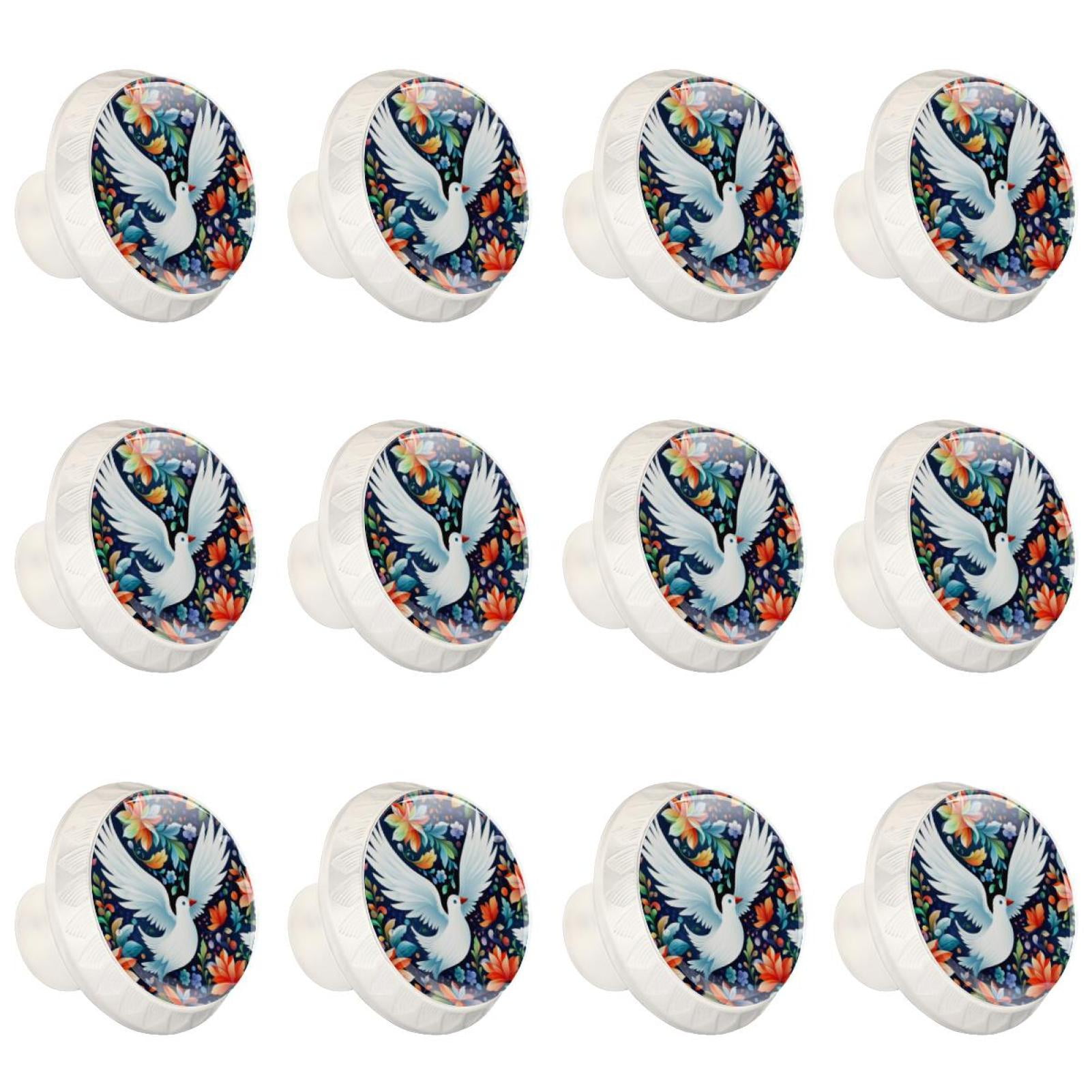 Peace Dove 12 Pcs White Round Drawer Pulls with Screws,ABS and Glass ...