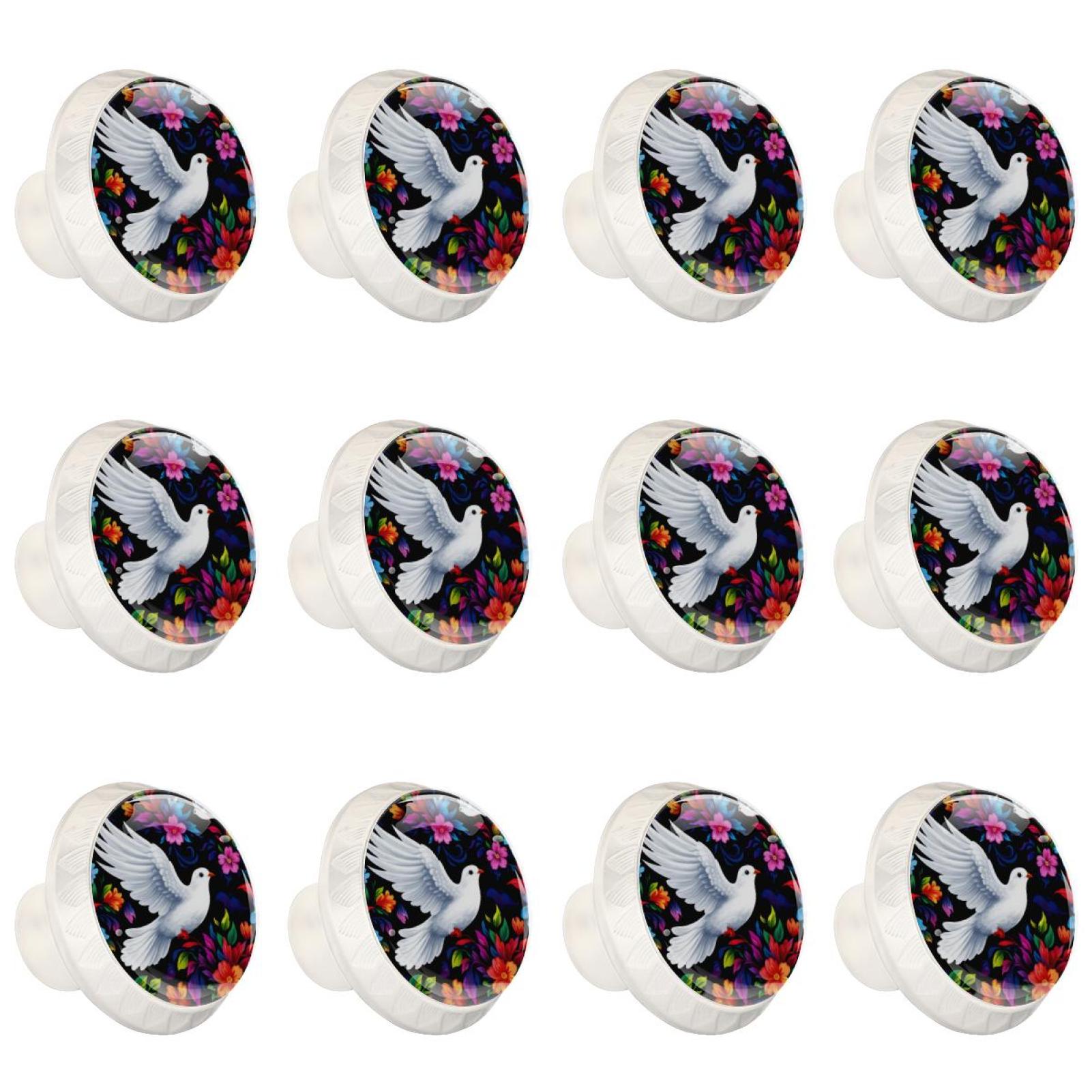 Peace Dove 12 Pcs White Round Drawer Pulls with Screws,ABS and Glass ...