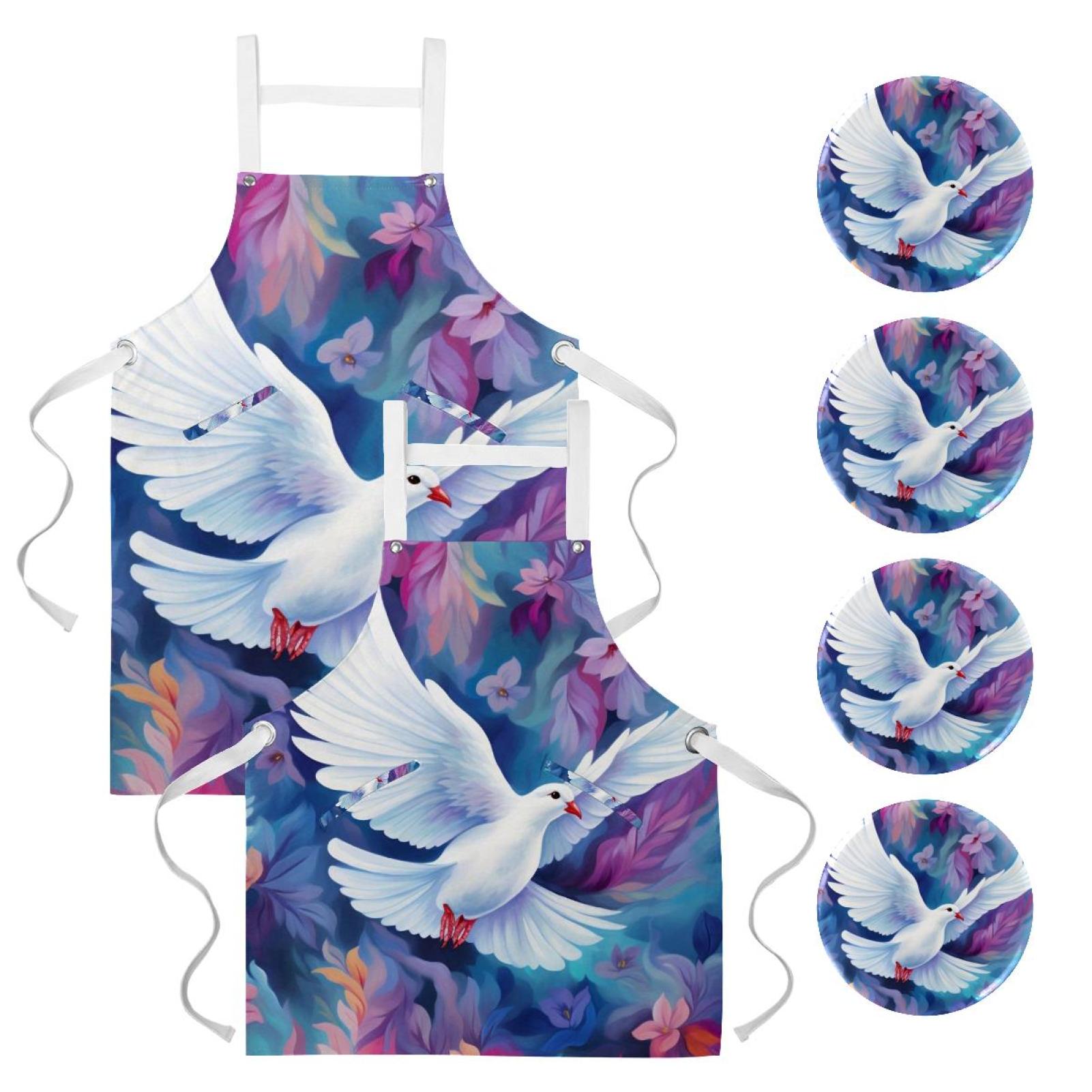 Peace Dove Apron Women 2 Pack Waterproof with Pockets and Badge ...