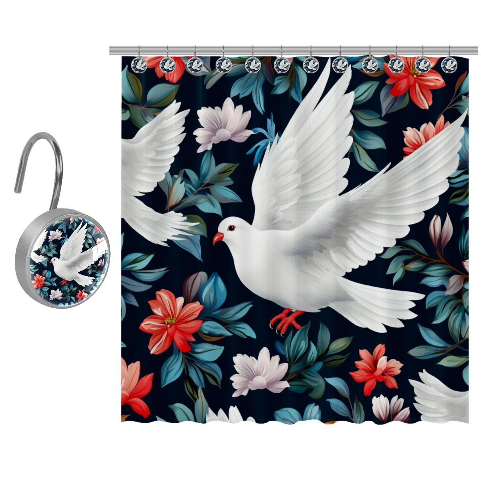 Peace Dove Bathroom Decor Set | Includes Shower Curtain, Stainless ...