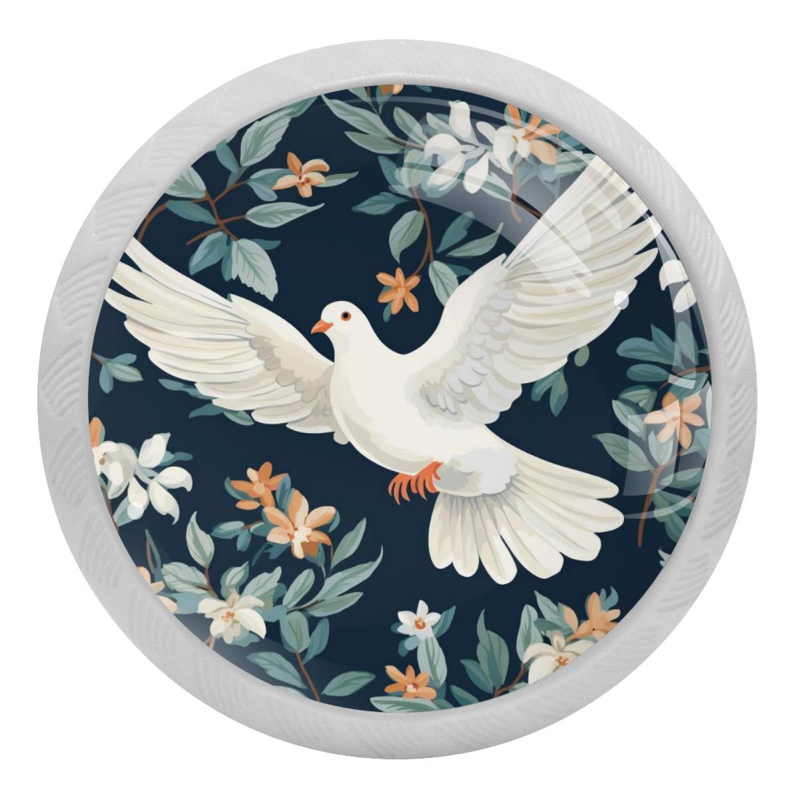 Peace Dove Fluorescent Drawer Pulls with Screws: Round 4-Pack Glow-in ...