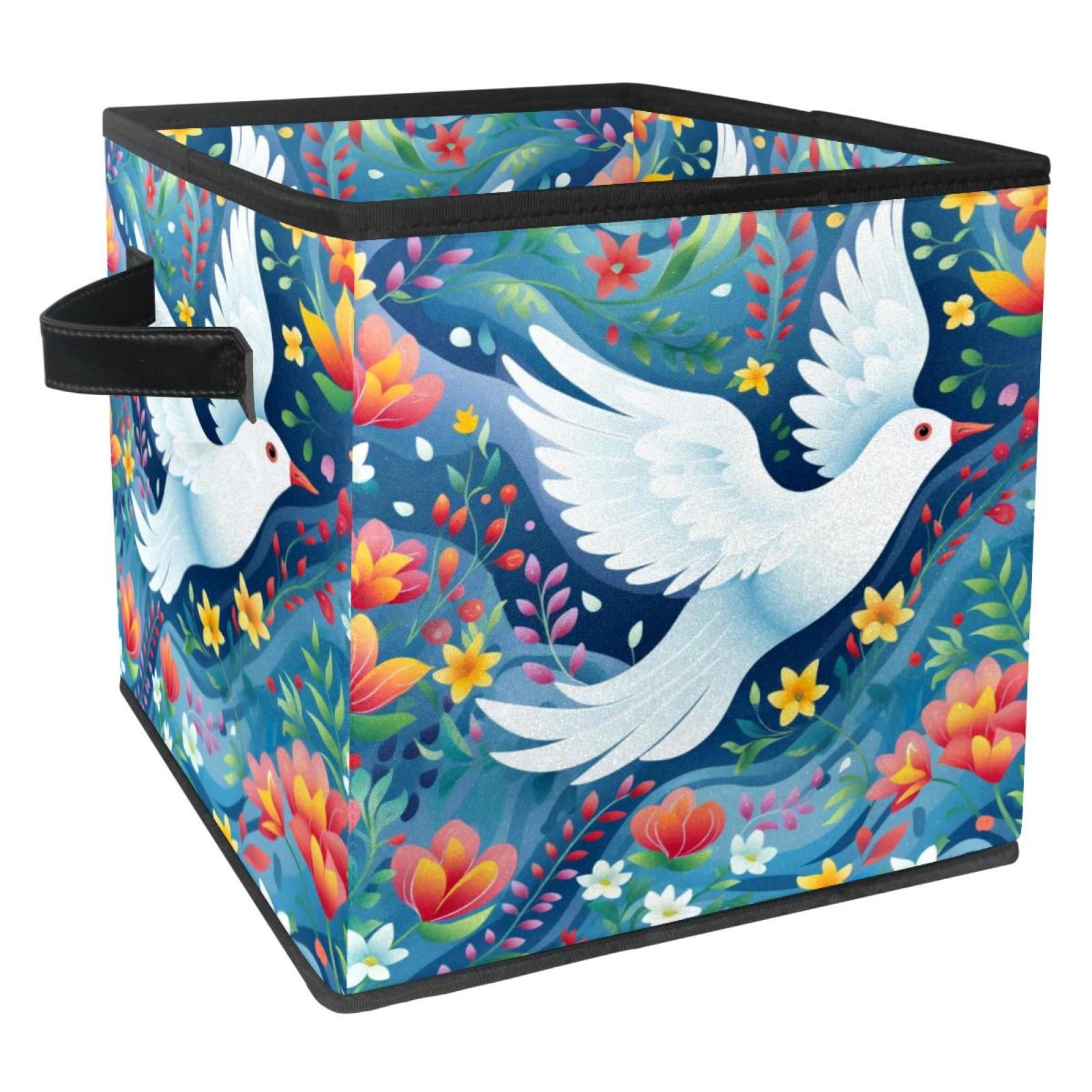 Peace Dove Foldable Cube Organizer Storage Basket with Handle, 10.8"x10 ...
