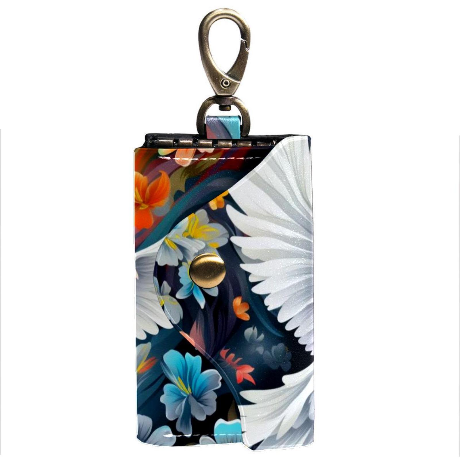 Peace Dove Key Bag Card ID Holder Wallet with 6 Hooks and Side Pockets ...