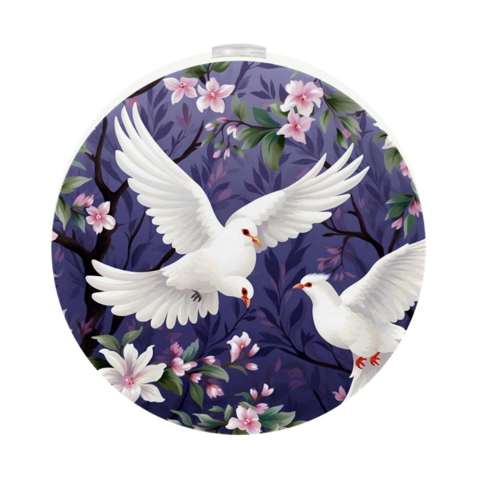 Peace Dove LED Round Night Light-2PCS, Plug-in Dusk to Dawn Sensor Wall ...