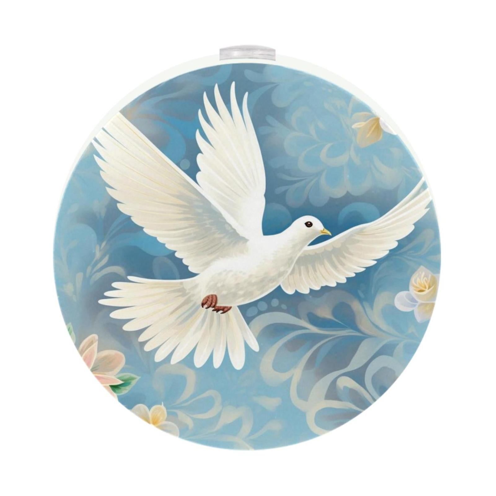 Peace Dove LED Round Night Light-2PCS, Plug-in Dusk to Dawn Sensor Wall ...