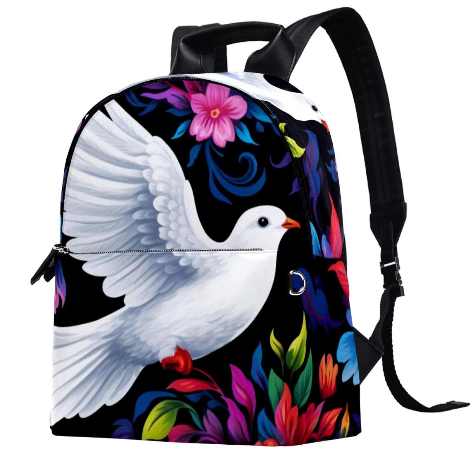 Peace Dove Leather Printed Backpack with Adjustable Shoulder Straps ...