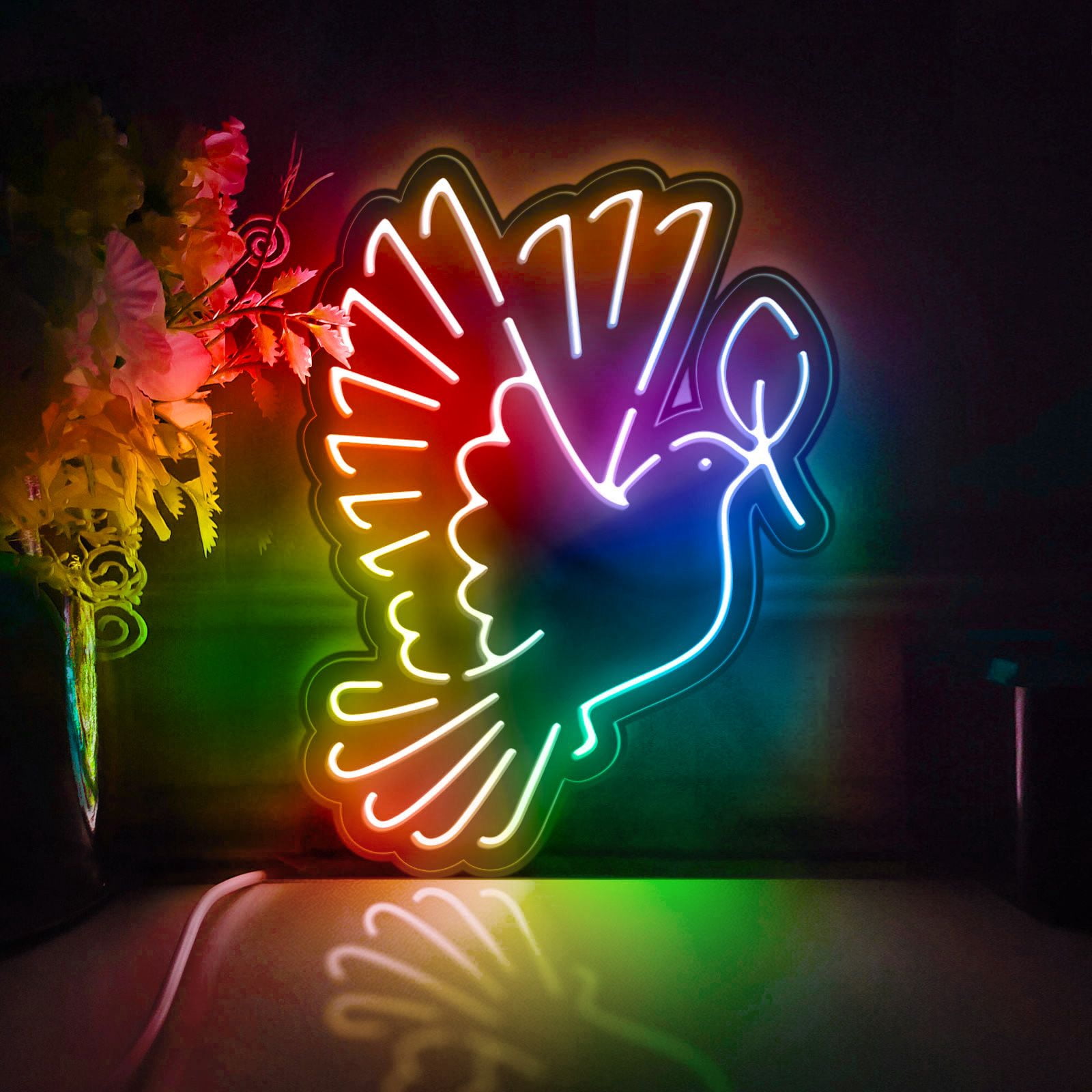 Peace Dove Led Light Box, Dimmable Neon-Like Light Signs USB Power for ...