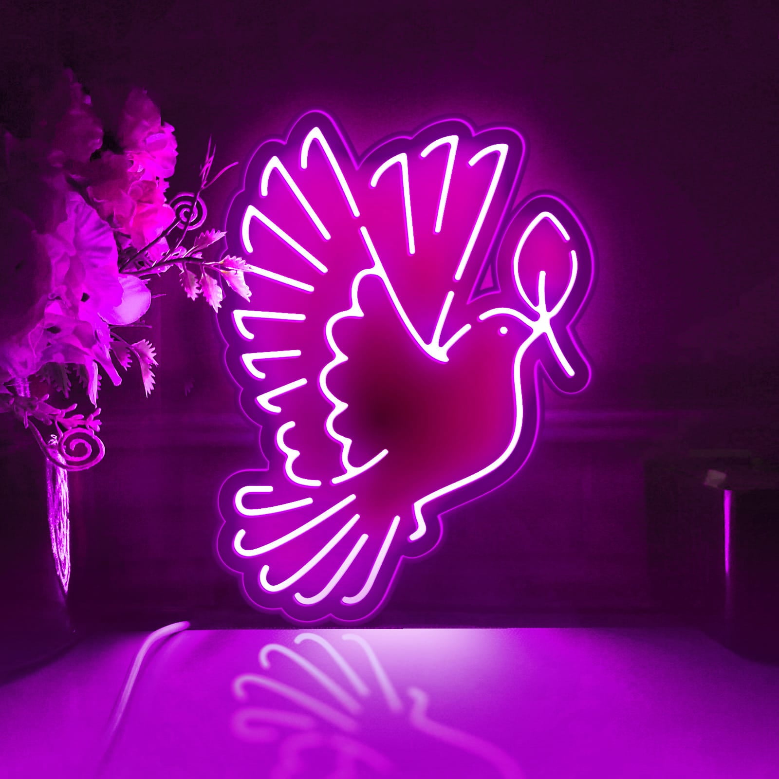 Peace Dove Led Light Box, Dimmable Neon-Like Light Signs USB Power for ...