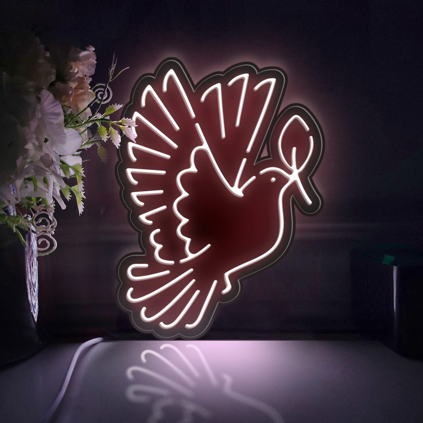 Peace Dove Led Light Box, Dimmable Neon-Like Light Signs USB Power for ...