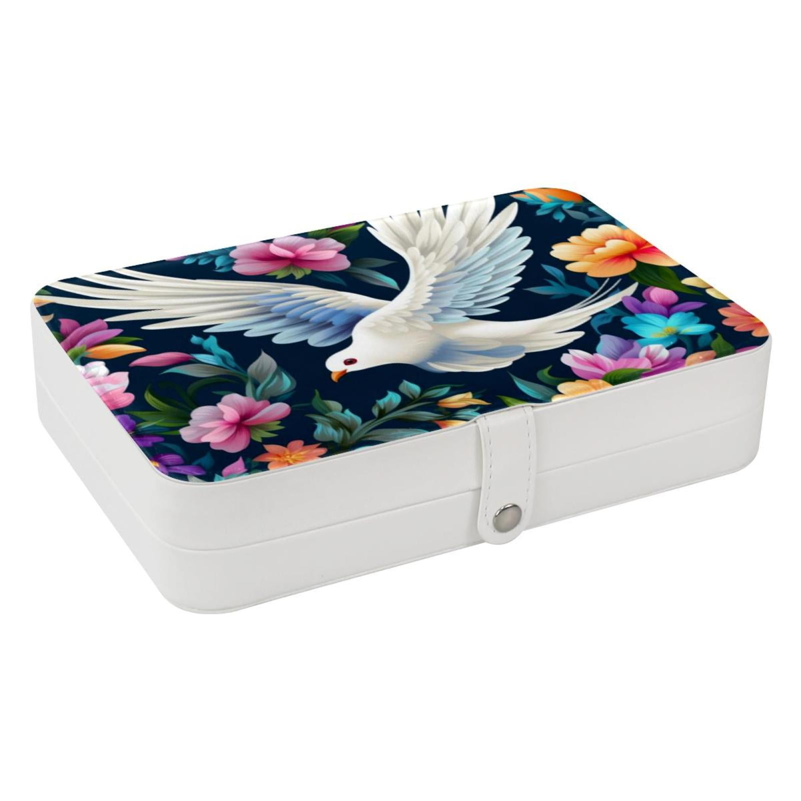 Peace Dove PU Leather Necklace Organizer Jewelry Boxes Display Case ...