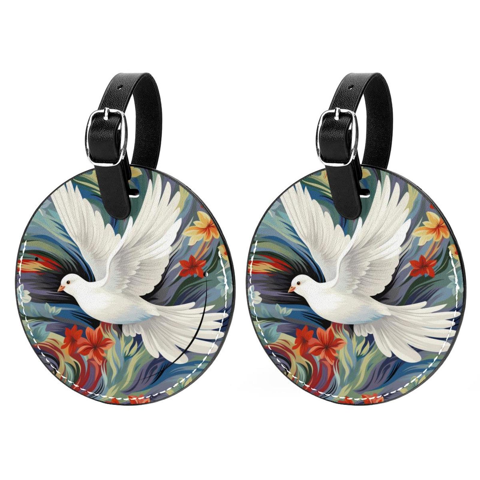 Peace Dove Personalized PU Leather Luggage Tags - Stylish Suitcase Tags for Easy Travel ...