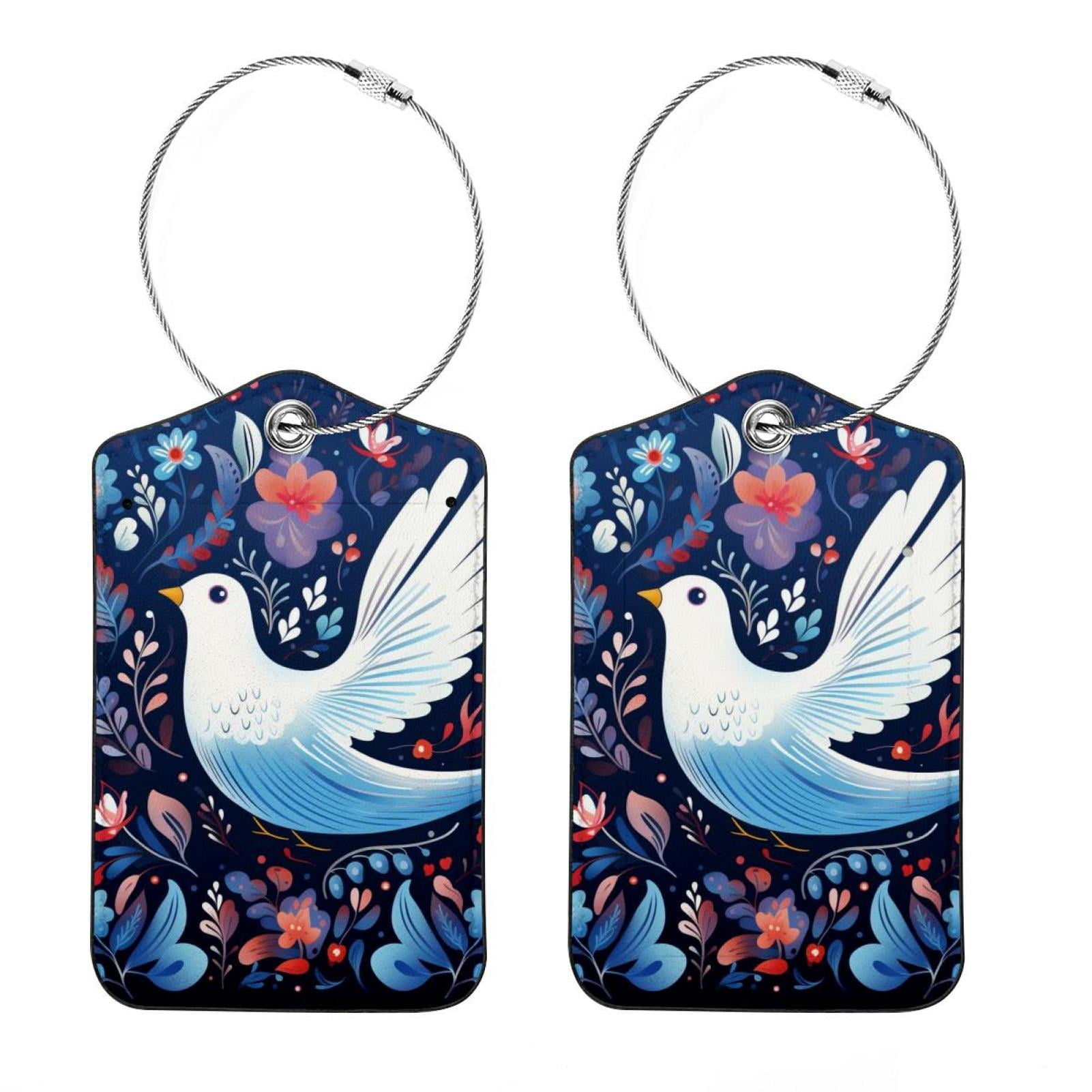 Peace Dove Square PU Leather 2 Pack Travel Tag - Bag Tag - Suitcase Tag ...