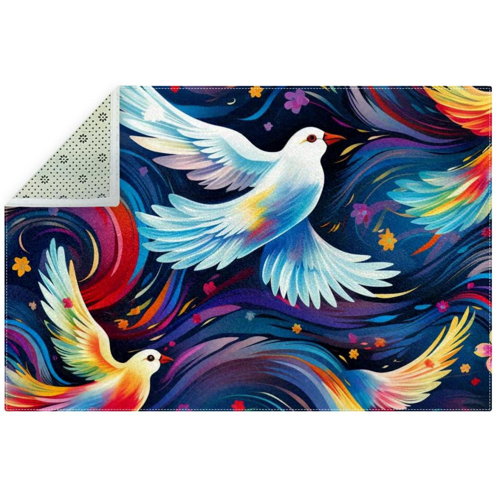 Peace Dove Square Polyester Floor Mat for Kitchen, Waterproof Cushioned Rug for Standing Desk ...