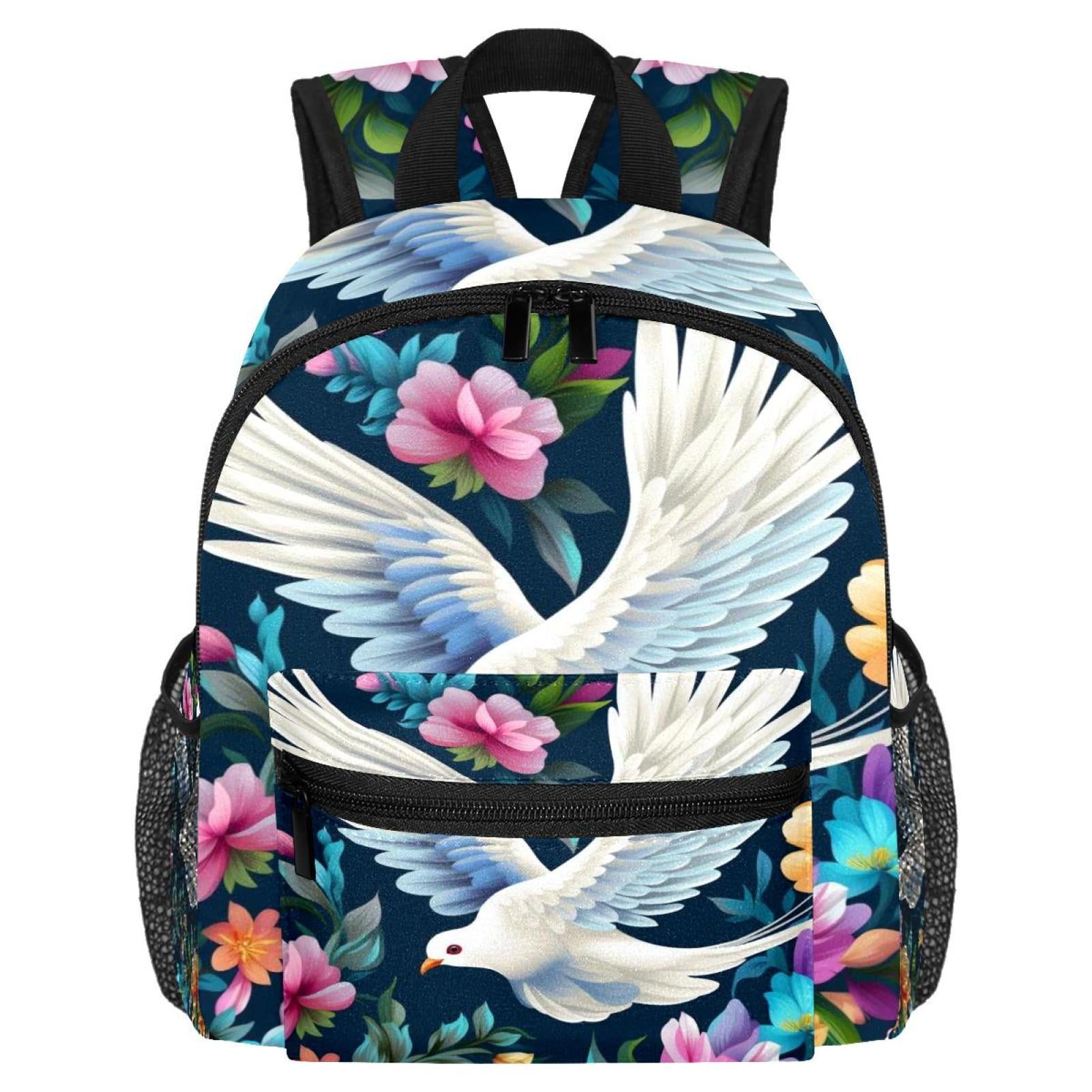 Peace Dove with Flowers Floral 12 Inch Mini Preschool Backpack for ...
