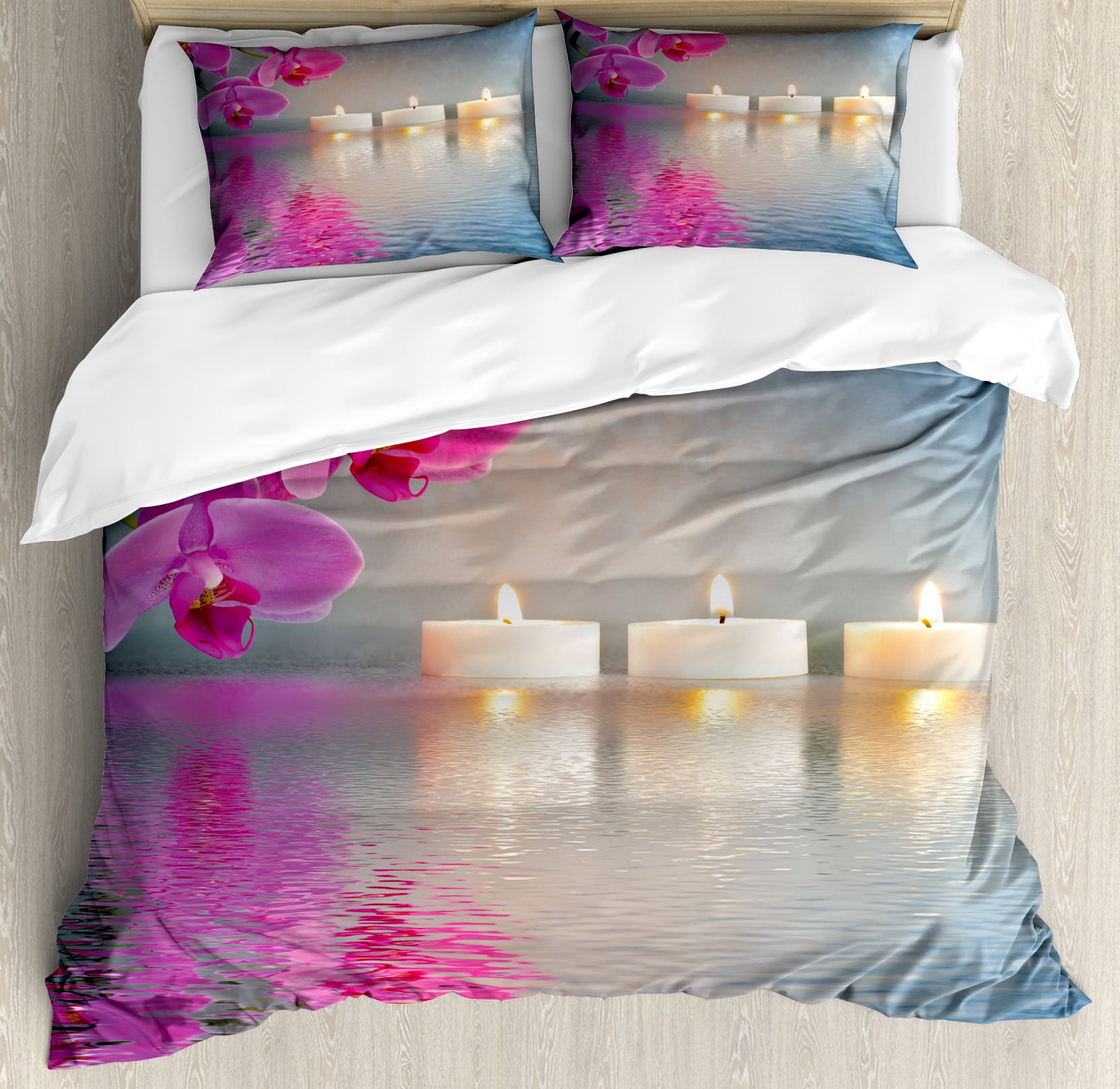 Peace Duvet Cover Set, Japanese Candle Relaxing Environment Cherry ...