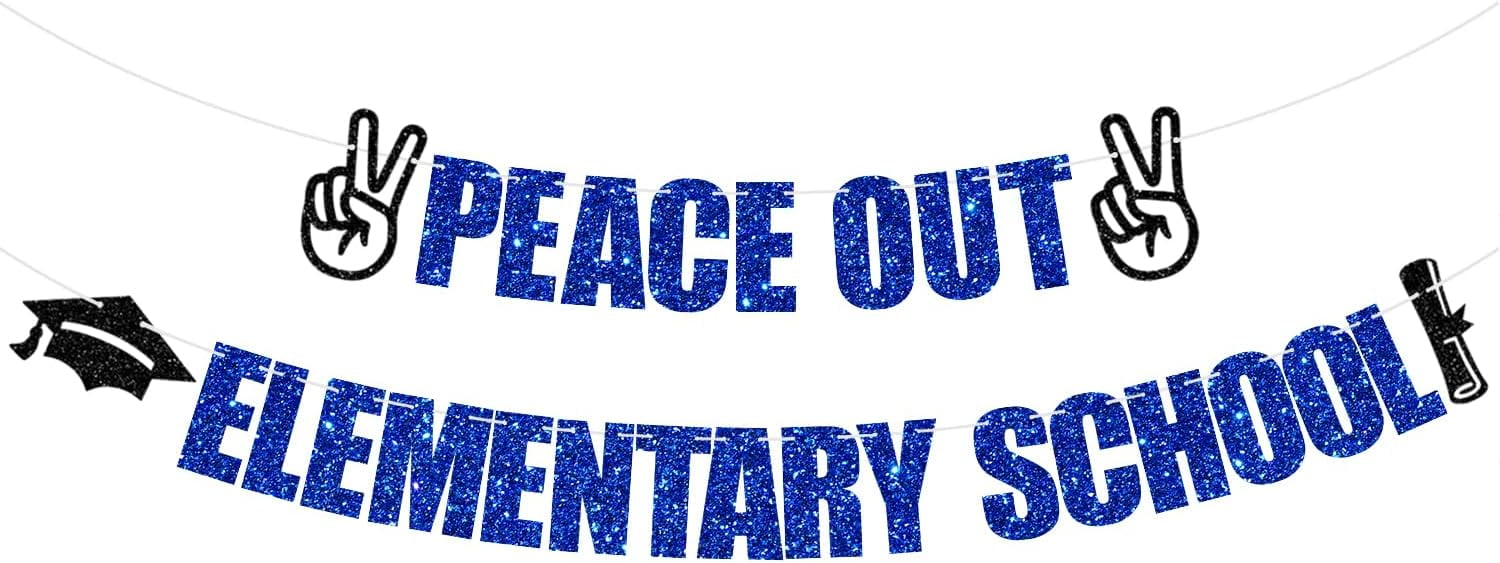 Peace Out Elementary School Banner, 2025 Elementary School Grad Party ...