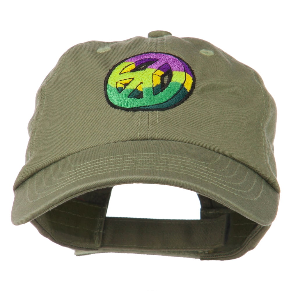 Peace Embroidered Pigment Dyed Cotton Cap - Olive OSFM - Walmart.com