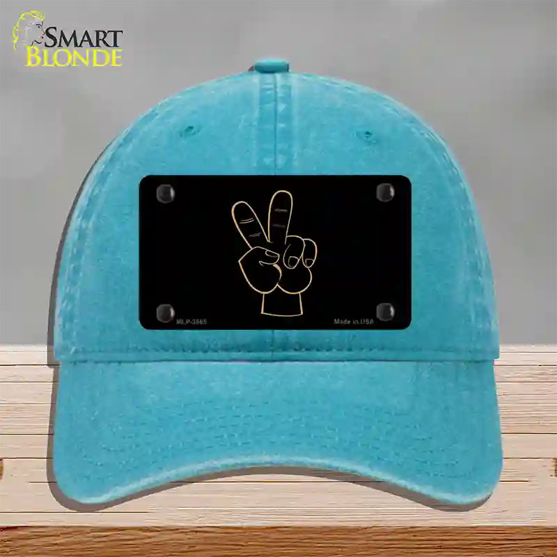 Peace Fingers Novelty License Plate Hat Unconstructed Cotton Lake Blue ...