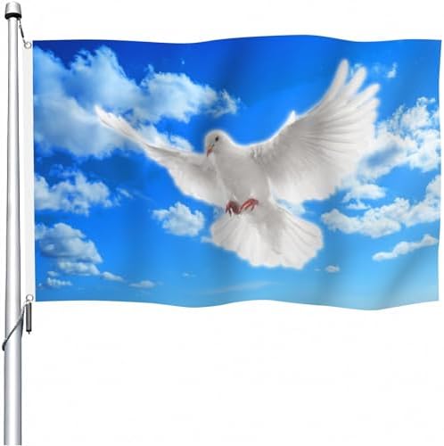 Peace Flag 2.5x4ft Double Sided White Peace Dove Flags Banner for ...
