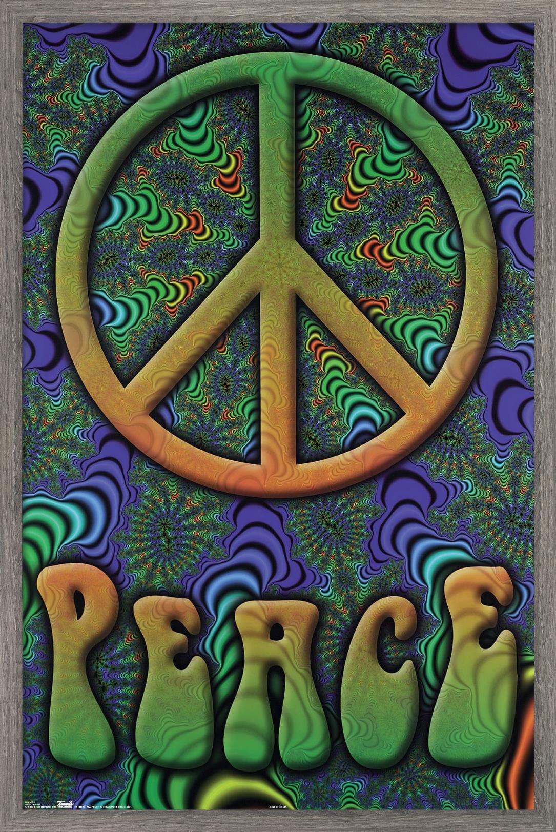 Peace Fractal 2 Wall Poster, 14.725" x 22.375", Framed - Walmart.com