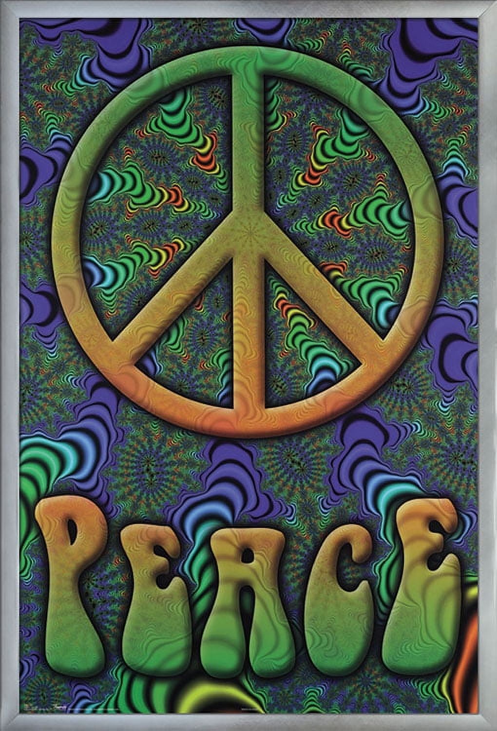 Peace Fractal 2 Wall Poster, 22.375" x 34", Framed - Walmart.com