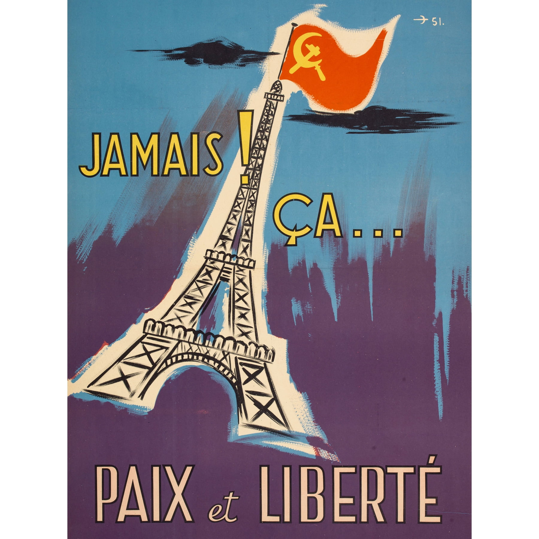 Peace Freedom Free France Eiffel Communism Advert Extra Large Art Print ...