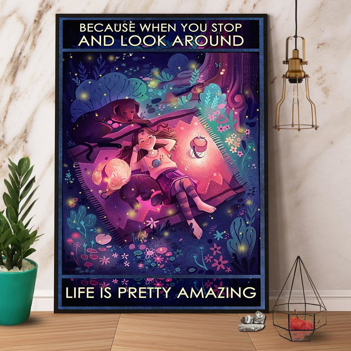 Peace Girl Life Is Pretty Amazing Night Cat & Dog Night Paper Poster No ...