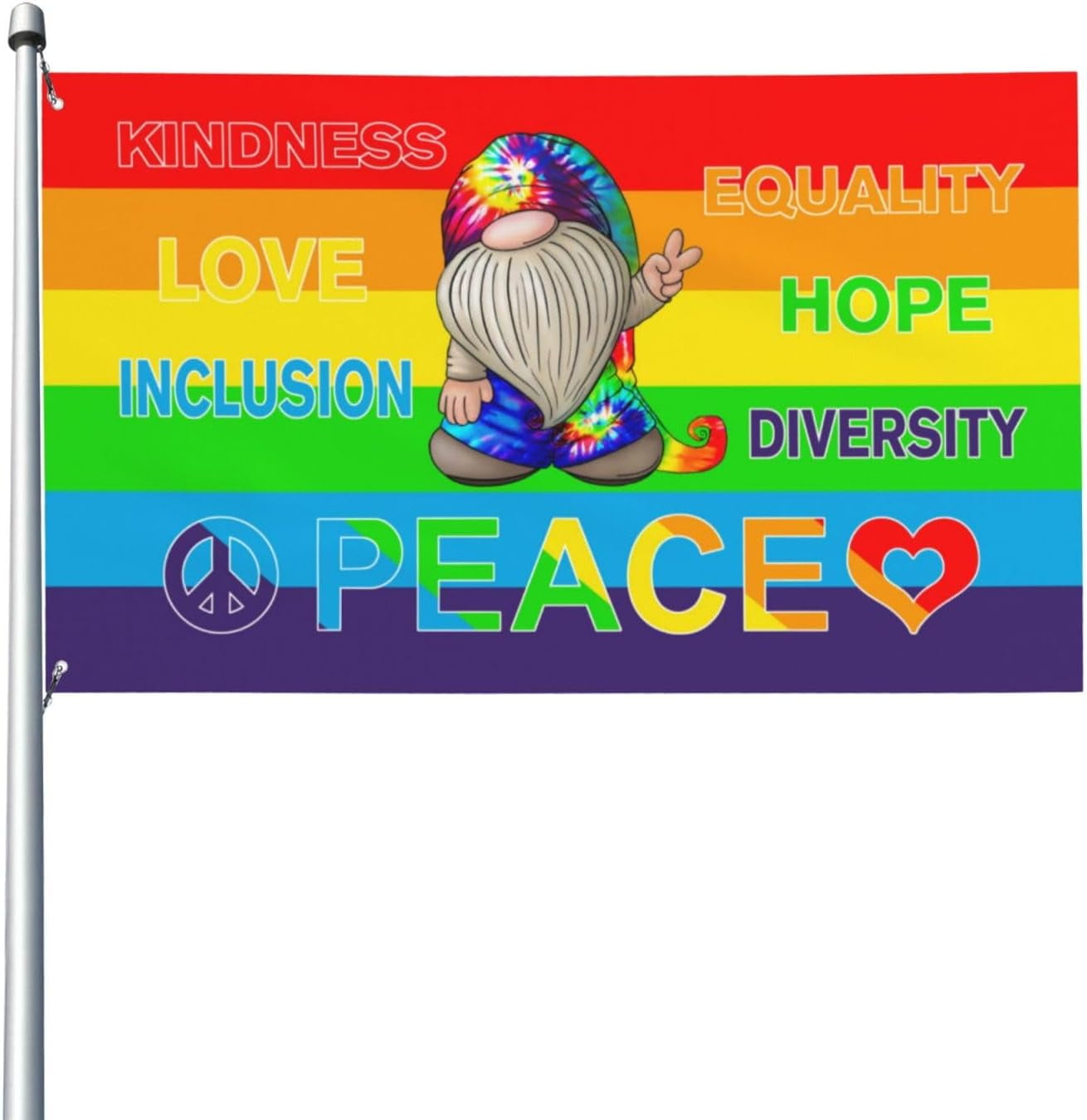 Peace Gnomes Flag Garden Yard Flag Banner Indoors Outdoors Perfect ...